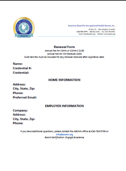 Renewal Forms (Cycle Years 1-4) | ABOHN, Inc.
